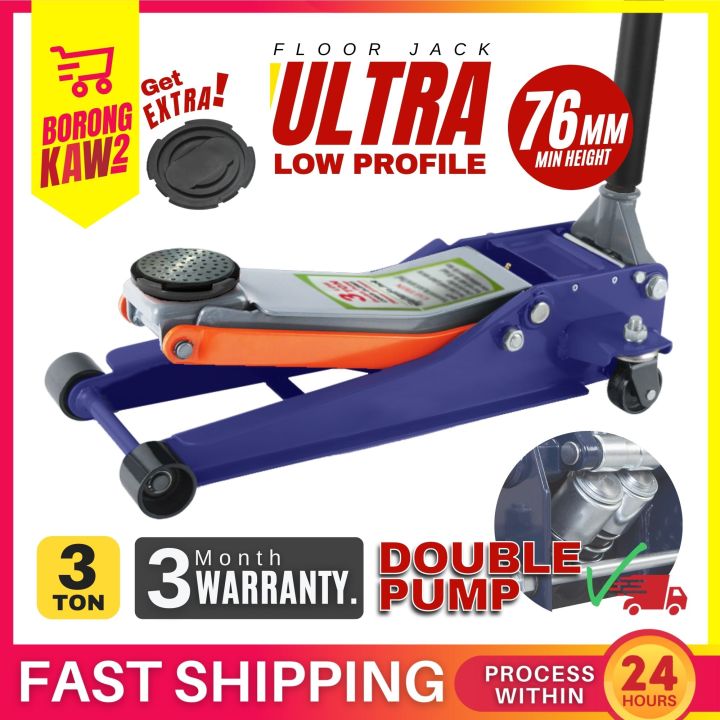 3 Ton Low Profile Floor Jack Service Double Pump Dual Hydraulic Jek ...