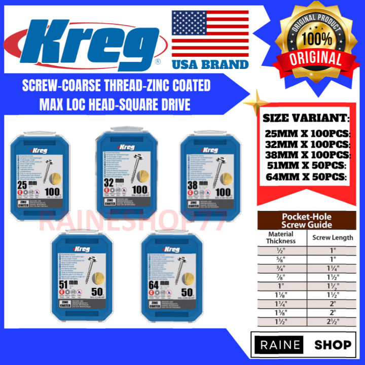 Kreg Pocket hole Screws Pockethole Screw | Lazada PH