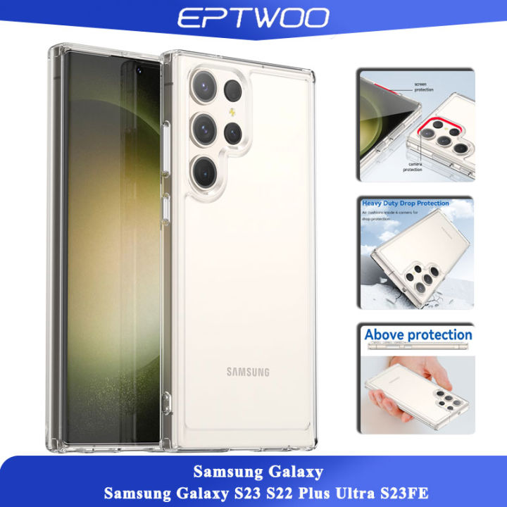EPTWOO เคส Samsung S24 S23 S22 Plus Ultra S23FE พิเศษลายลูกอมกันกระแทกสีทึบใสพร้อม XSC-01ป้องกัน ...