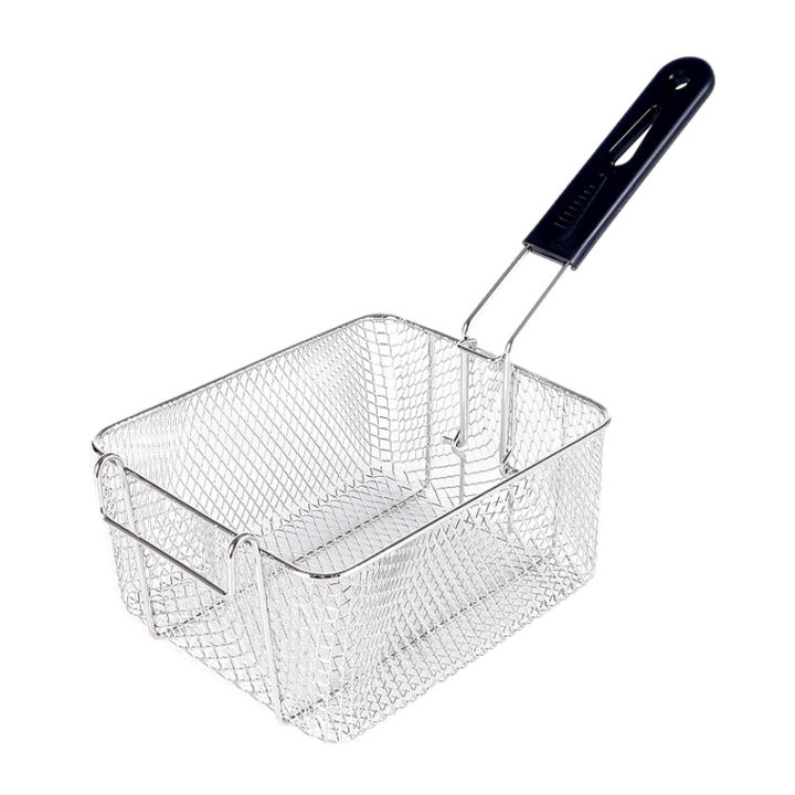 Stainless Steel Deep Fry Basket Rectangle Wire Mesh Strainer with Long ...