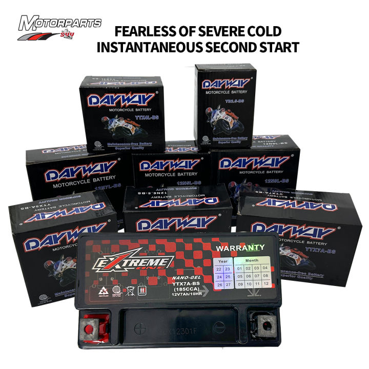 DayWay Motorcycle 100% Original Battery YB2.5/YTX7A/12N7L/12N9L/12N5L ...