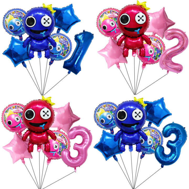 6pcs Rainbow Friends Foil Balloons Set Birthday Party Decorations 30 ...