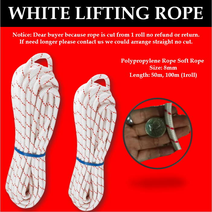 TOYU 1roll 10m-100m 4mm- 24mm White Lifting Rope Safety Rope, Braided ...