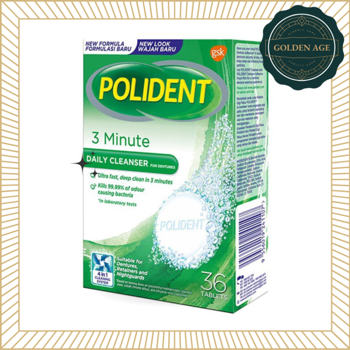 Polident Denture and Retainer Cleaning Tablets, 3 Minute Daily Cleanser ...