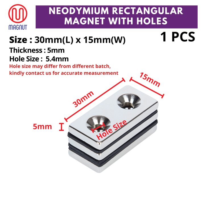 1pcs - 30mm x 15mm x 5mm Neodymium Rectangular Magnet / Block Magnet ...