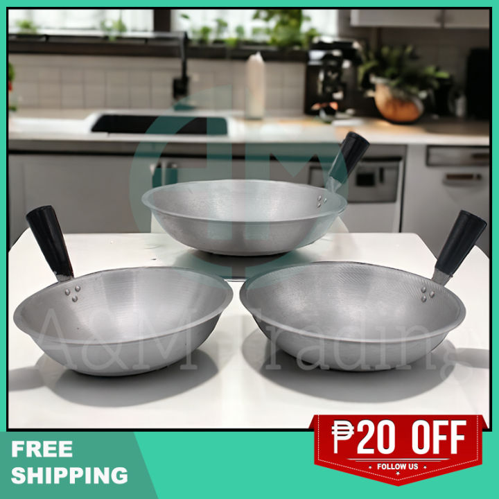 Kawali / Cawali Single Black Handle Aluminum Frying Pan thick/makapal ...