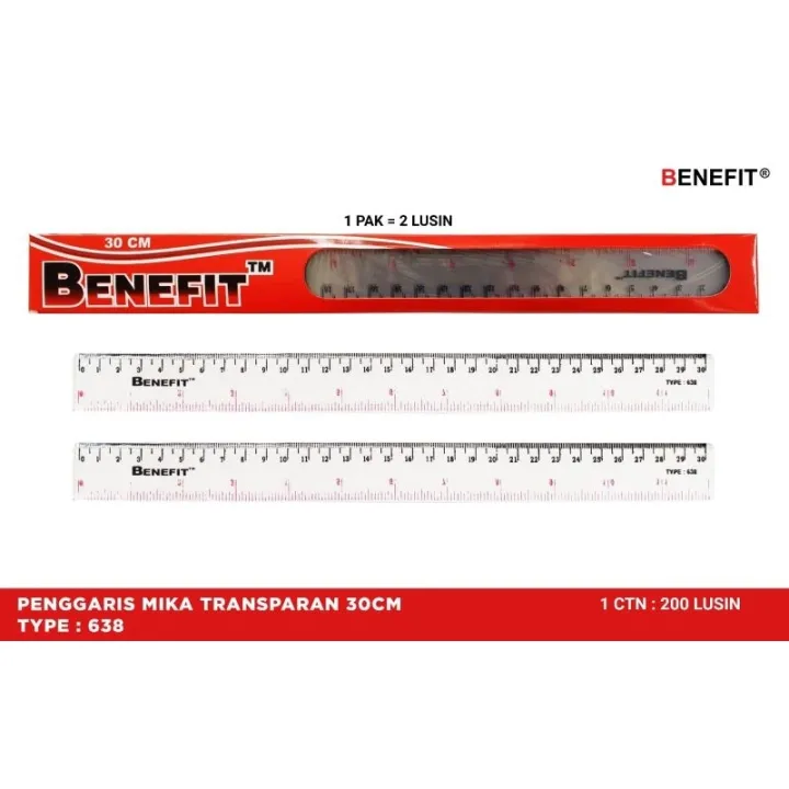 Penggaris mika Benefit 30cm ecer 1 pcs alat tulis kantor atk mengukur ...