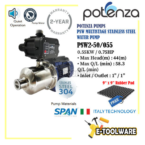 Potenza PWS2-50/055 Water Booster Pump (0.75hp) | Lazada