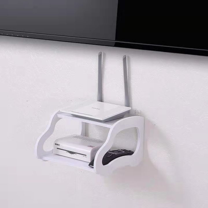 GLM Wooden Wall Mounted Wifi Router Shelf Set-Top Box Bracket Storage ...