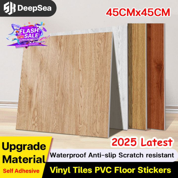 Latest Wood grain 45X45CM marble vinyl tile floor sticker Self-adhesive ...
