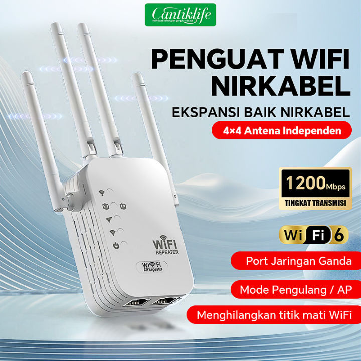 Penguat Sinyal WIFI 300M Wireless Wifi Range Extender 5G Dual Band 4 Antena Jaringan Repeater ...
