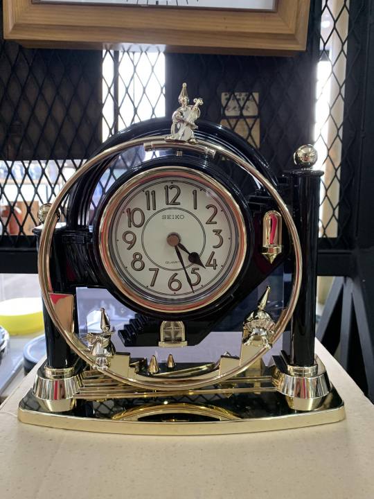 นาฬิกาตั้งโต๊ะ SEIKO Cielo Quartz Table Clock สี Black x Gold | Lazada ...