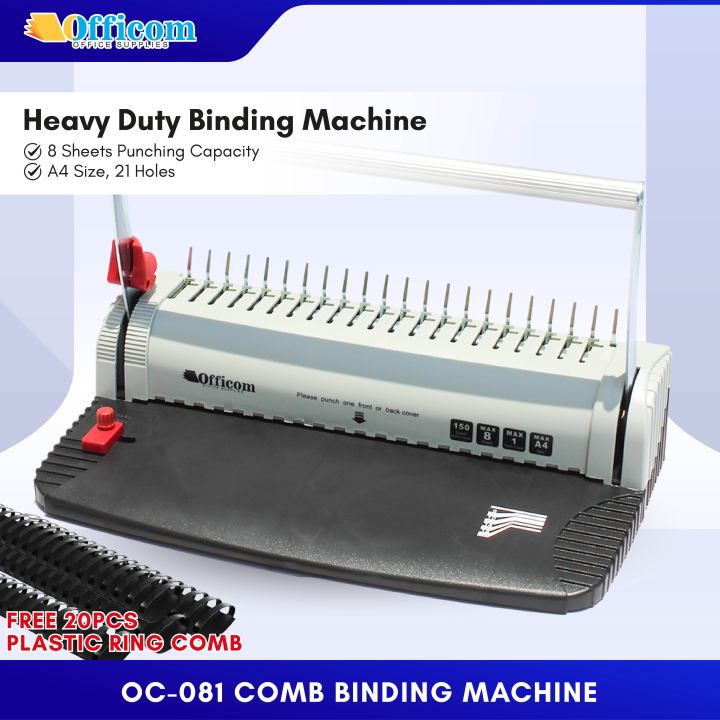 Officom OC-081 Comb Binding Machine A4 Size w/GIFT 20pcs Plastic Ring ...