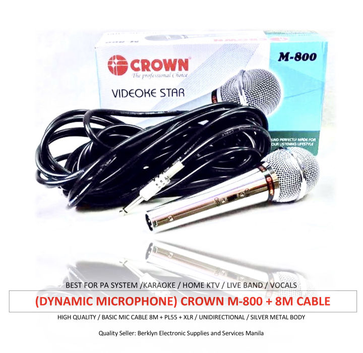 (Dynamic Microphone) Crown M-800 / 8 Meter Basic Cable | Lazada PH