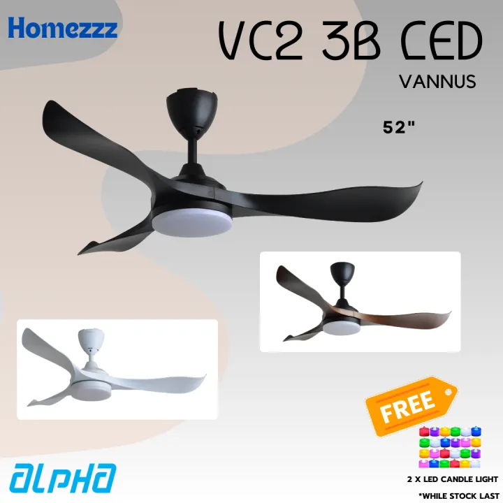 ALPHA Vannus - VC2 LED 3B 52 Inch DC Motor Ceiling Fan with 3 Blades (6 ...