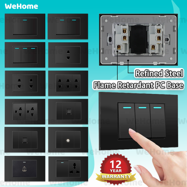 WeHome Switch Outlet Wide Black Series Universal Socket 16A Home Light ...