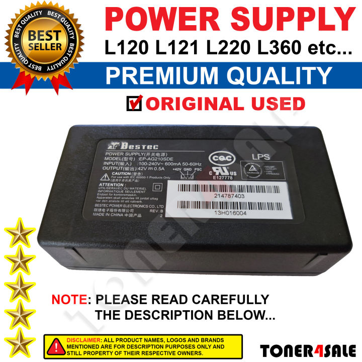 Power Supply for Epson L110 L120 L121 L210 L220 L360 L565 Original Used ...