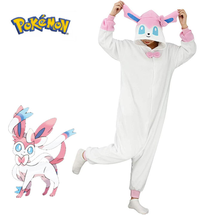 Sylveon Onesie Pajamas Pokemon Cosplay Costume For Halloween Christmas ...