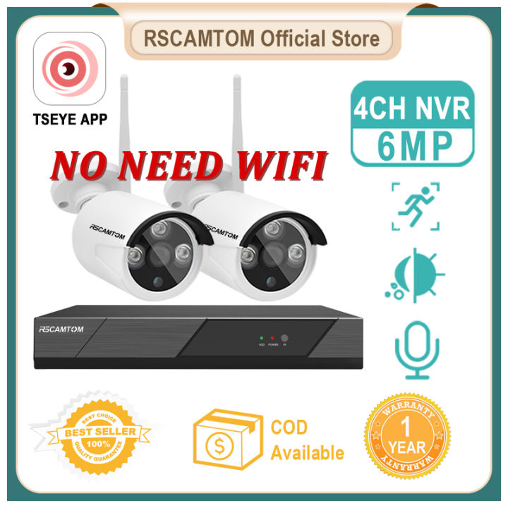 Rscamtom Wireless NVR Kits Plug and Play 2CH 6MP NVR CCTV System FHD ...