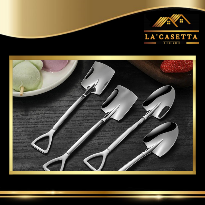 304 stainless steel spade spoon net red creative engineer shovel spoon special spoon for dessert ...