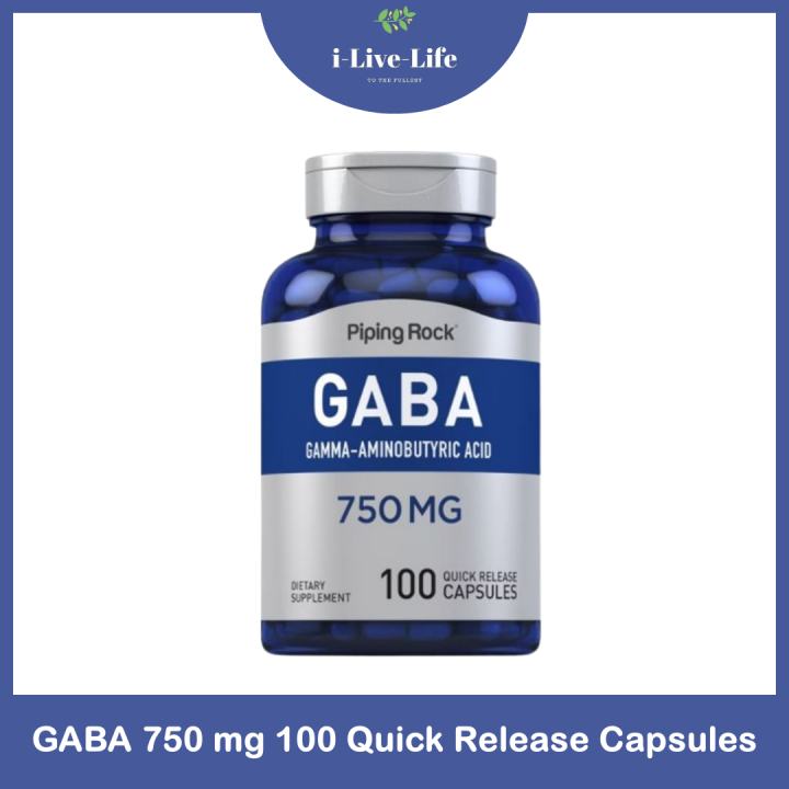 กาบา GABA 750 mg 100 Quick Release Capsules - PipingRock กาบ้า Gamma-Aminobutyric Acid #Piping ...