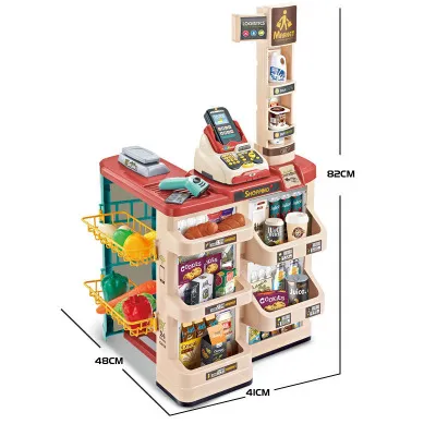 CHILDREN KIDS PLAY SUPERMARKET CASHIER COUNTER WITH TROLLEY SCANNER ...