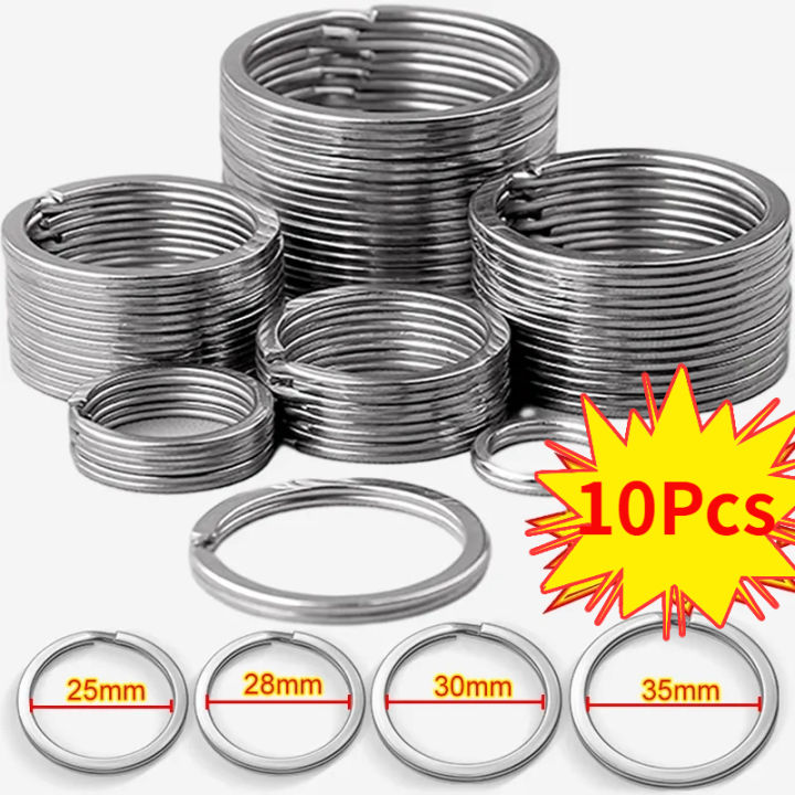 10Pcs Stainless Steel Key Rings 25/28/30/32/35mm Round Flat Line Split ...