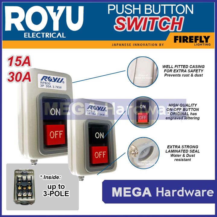 ROYU Push Button Switch / On Off Switch 15A 30A | Lazada PH