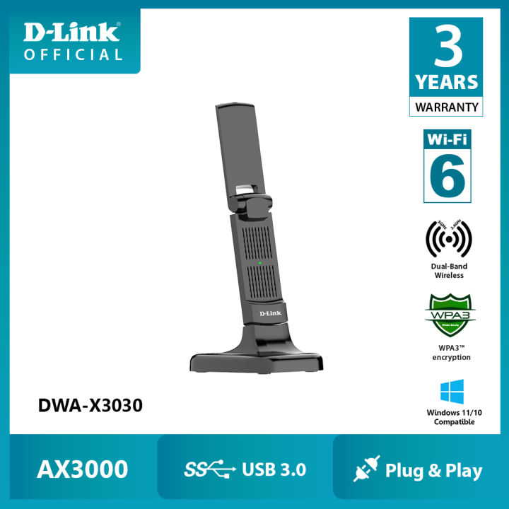 D-Link DWA-X3030 Wireless AX3000 Wi-Fi 6 High Gain USB 3.0 Adapter ...