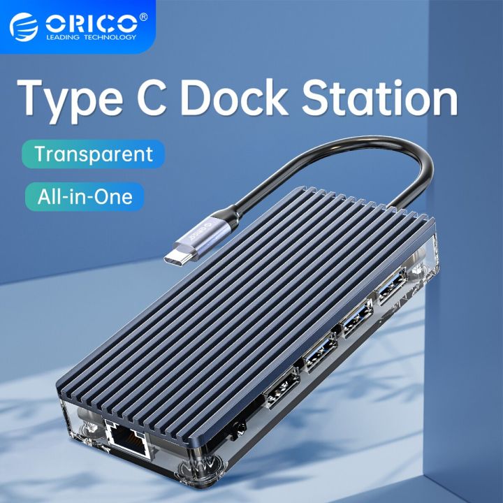 ORICO Transparent USB C HUB Type C to Multi USB 3.0 PD RJ45 Carder ...