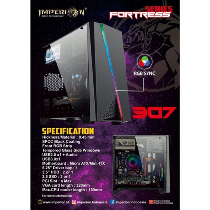 Imperion Casing Fortress 307 ( include 1 Fan RGB + 1 LED Strip ) | Lazada Indonesia