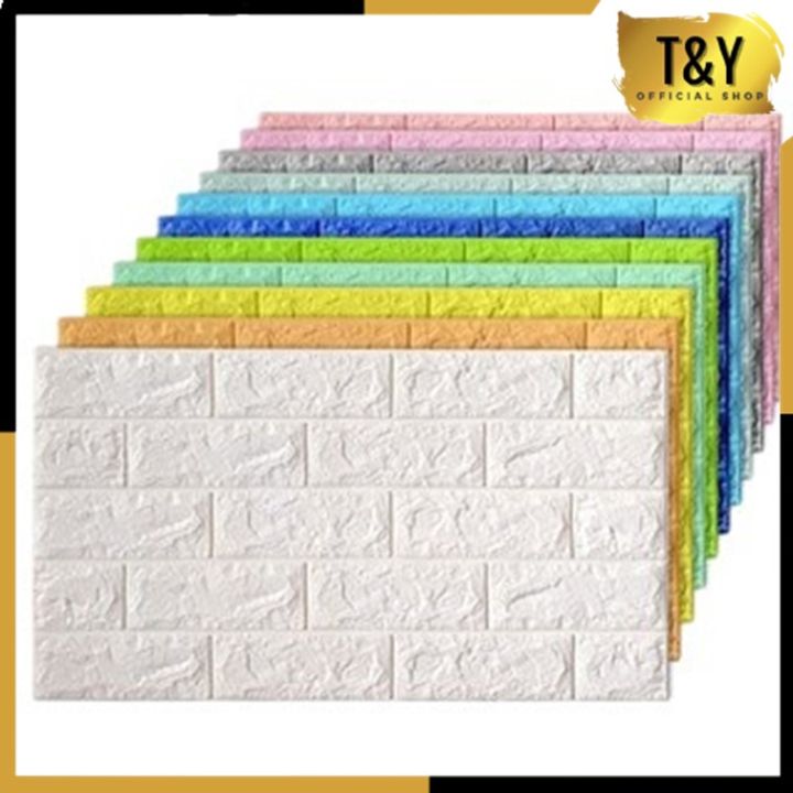 TY Wallpaper Dinding Foam 3D Motif Batu Bata Polos Star Ukuran 37.5 x ...
