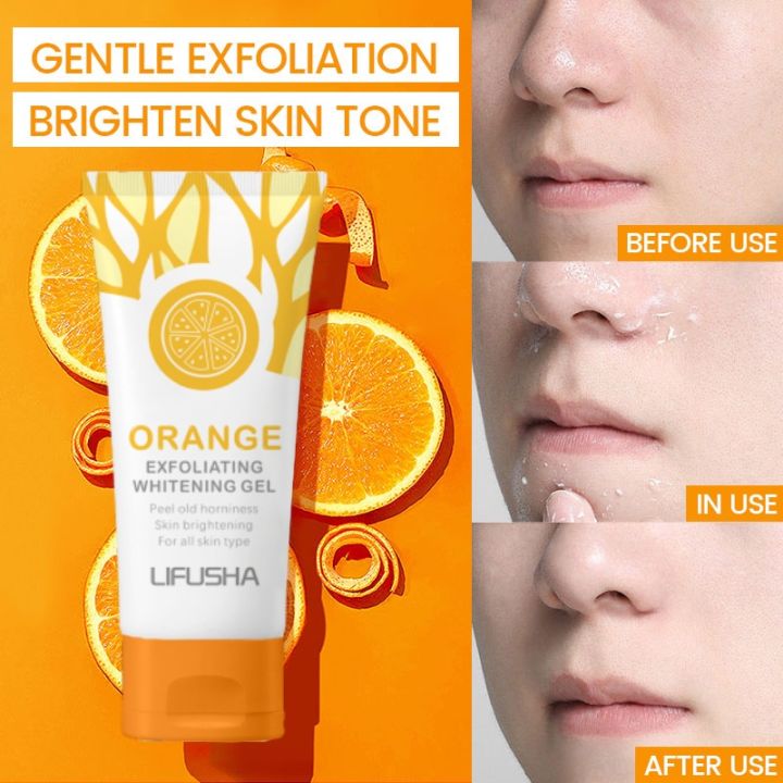 LIFUSHA Orange Exfoliating Gel for Face Whitening 50g Facial Body Scrub ...