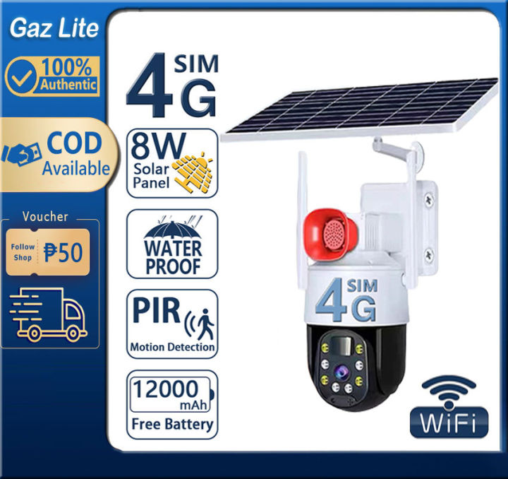 4G SIM Card Solar Camera IP Wireless Solar CCTV WiFi 360 4K Dual Lens ...