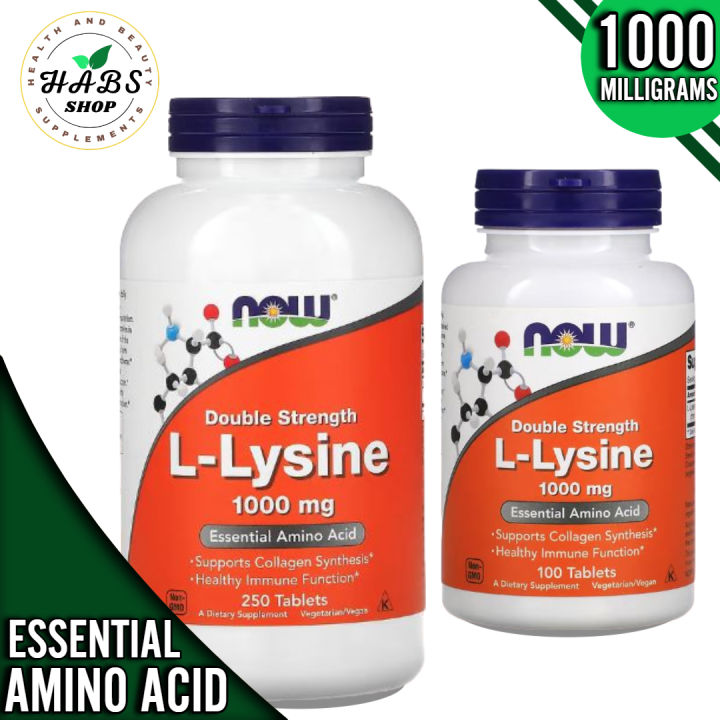 Double Strength L Lysine Now Foods 1000 mg 100 Tablets or 250 Tablets ...