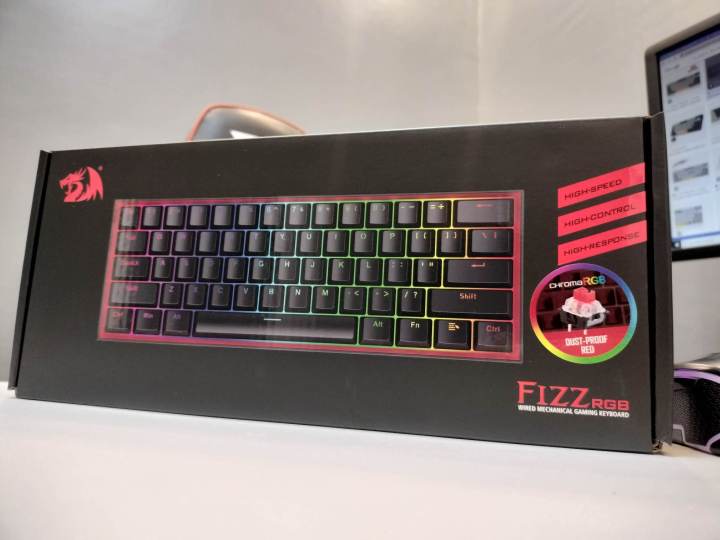 Redragon K617 FIZZ 60% Wired RGB Gaming Keyboard Black Red switch ...