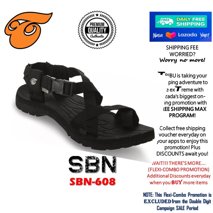 Tribu SBN 608 Black Outdoor Hiking/Trekking Sandals for Men & Women ...