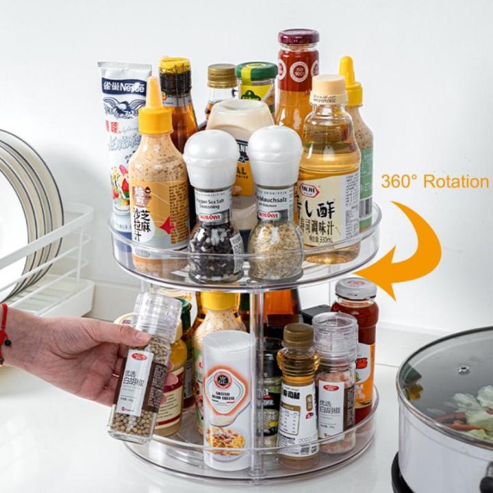 360 Rotation Cabinet Turntable Organizer Storage Spice Jar Bottle ...