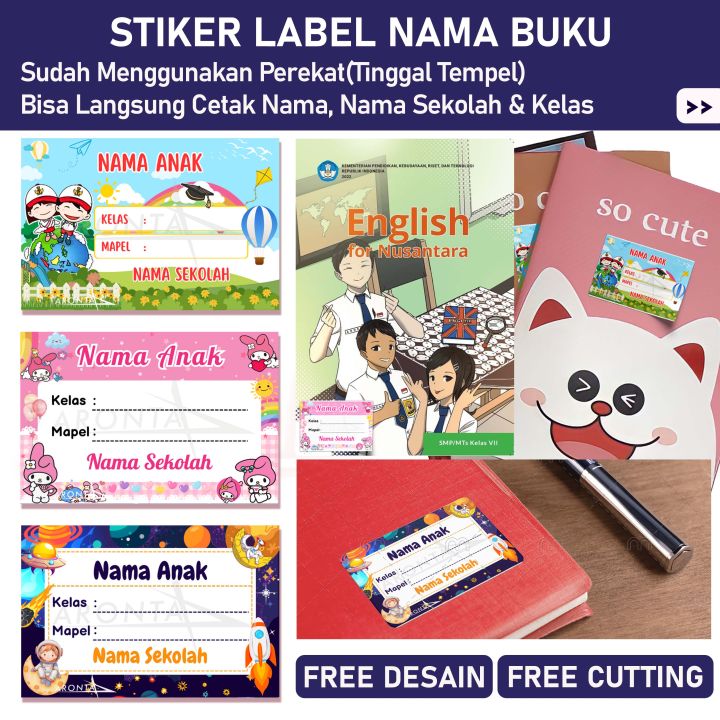Sticker Label Buku Sekolah - Stiker Buku Pelajaran - Sticker Sekolah ...