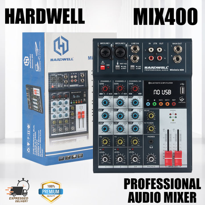 HARDWELL MIX400 Audio Mixer 4 channels, Bluetooth/USB/MP3 playback ...