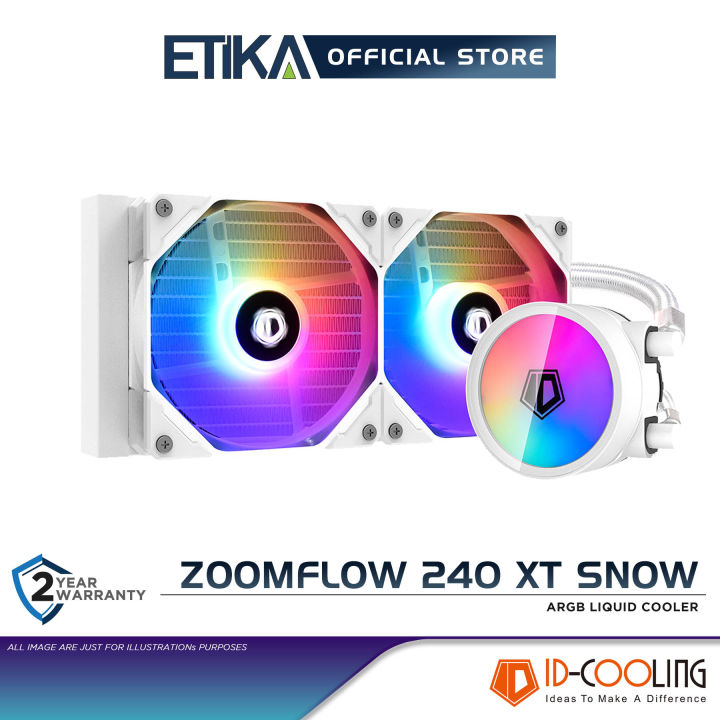 ID-Cooling Zoomflow 240 XT SNOW ARGB Liquid Cooler | ARGB Sync | RGB Pump & Fan | Copper Base ...