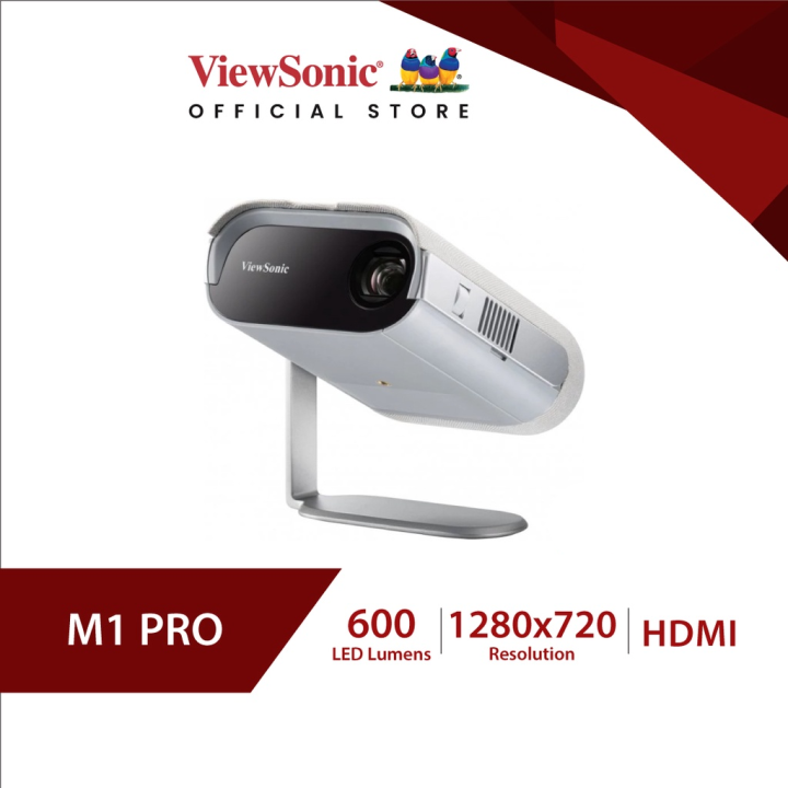 ViewSonic M1 Pro 600 Lumens 720p HD Smart LED Portable Projector with ...