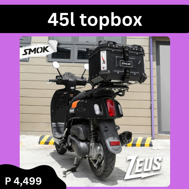 Smok ZEUS aluminum topbox 45L black with back rest | Lazada PH