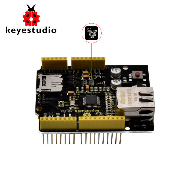 Keyestudio W5500 Ethernet Shield Ethernet Control Expansion Board สำหรับ Arduino (ไม่มี POE ...