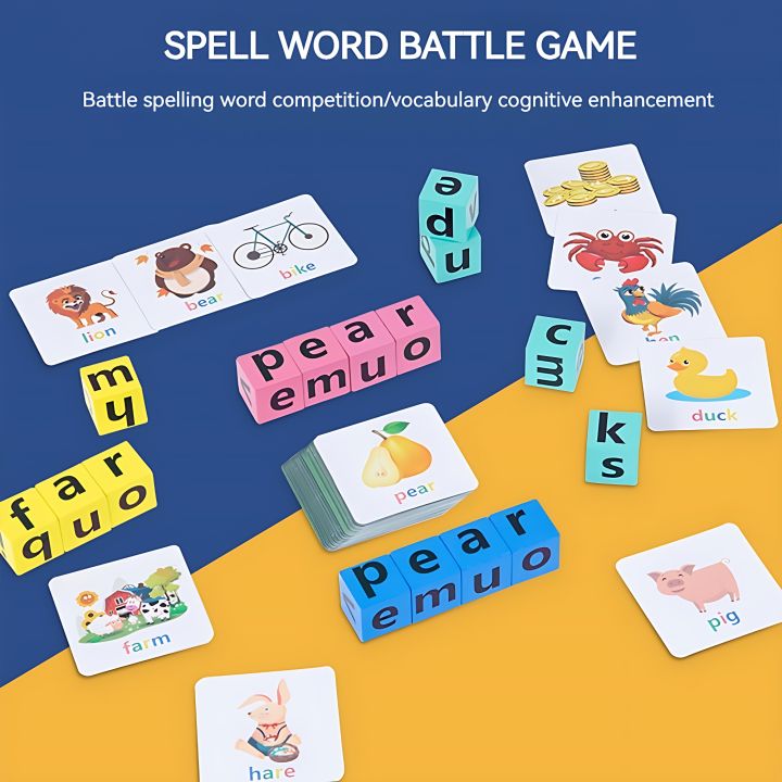 Letter Spelling Block Flash Cards Game English Words Early Learning ...