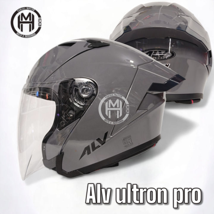 HELM ALV ULTRON PRO STONE GREY GLOSS HELM HALF FACE SINGGLE VISOR CLEAR ...