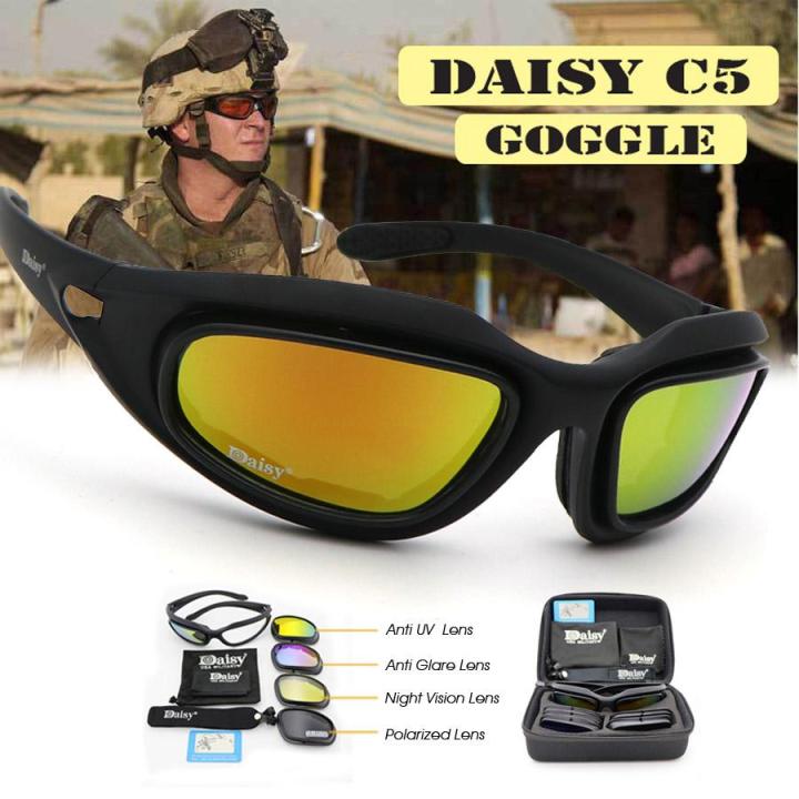 Daisy C5 Polarized Army Glasses Military Sunglasses 4 Lens Kit Men's ...