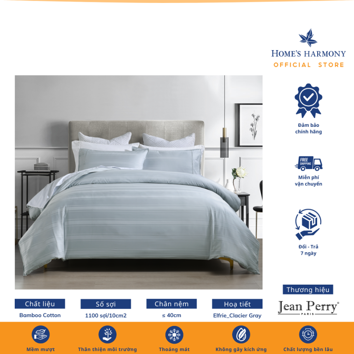 Bộ drap, áo gối kèm vỏ mền Bamboo Cotton Jean Perry Grevin | Lazada.vn