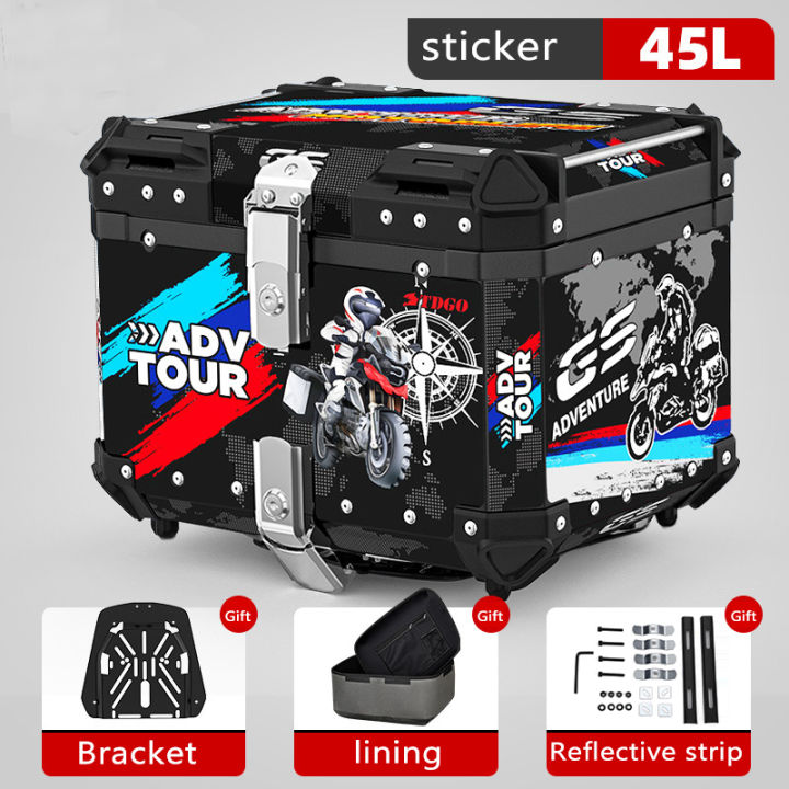Aluminum Top Box 45 Liter Motorcycle Aluminum Trunk Box Universal ...