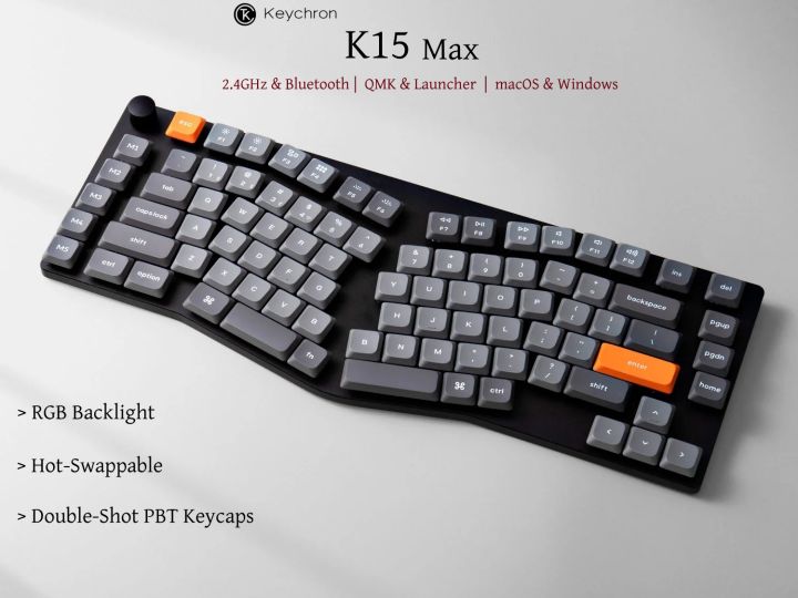 Keychron K15 Max(75% Alice bố trí) cấu hình thấp không dây Bàn phím cơ 2.4 GHz/Bluetooth/có dây ...